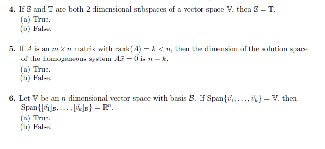 Solved 4. If S and T are both 2 dimensional subspaces of a | Chegg.com