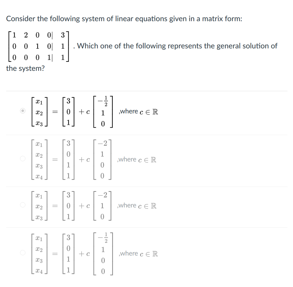 Solved Consider the following system of linear equations | Chegg.com