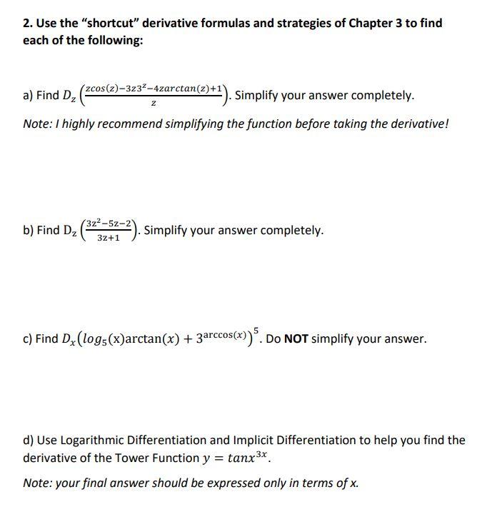 Solved Shortcut rules such as the exponent rule, product | Chegg.com