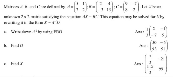 Solved Matrices A,B and C are defined by | Chegg.com