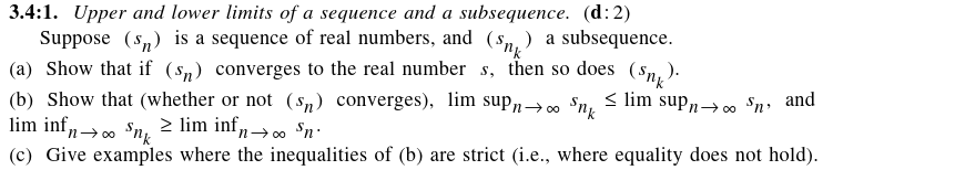 Solved 3.4:1. Upper and lower limits of a sequence and a | Chegg.com