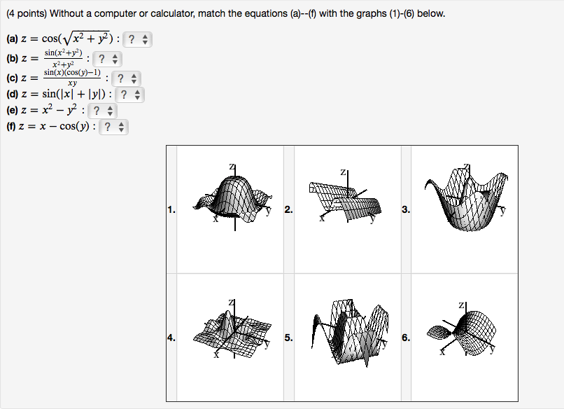 Solved (4 points) Without a computer or calculator, match | Chegg.com