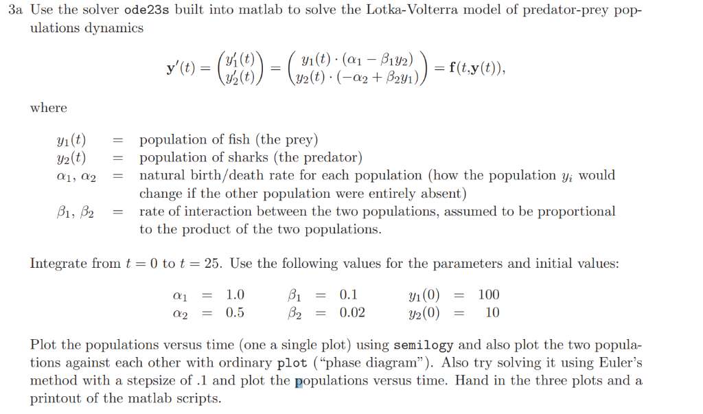 3a Use the solver ode23s built into matlab to solve | Chegg.com