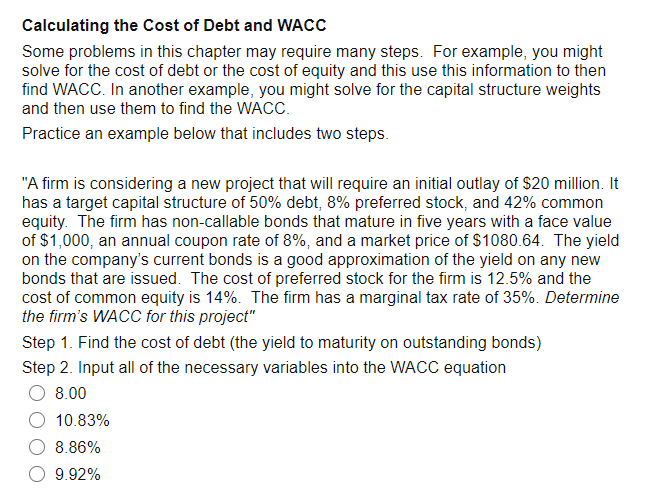 Solved Calculating the Cost of Debt and WACC Some problems | Chegg.com