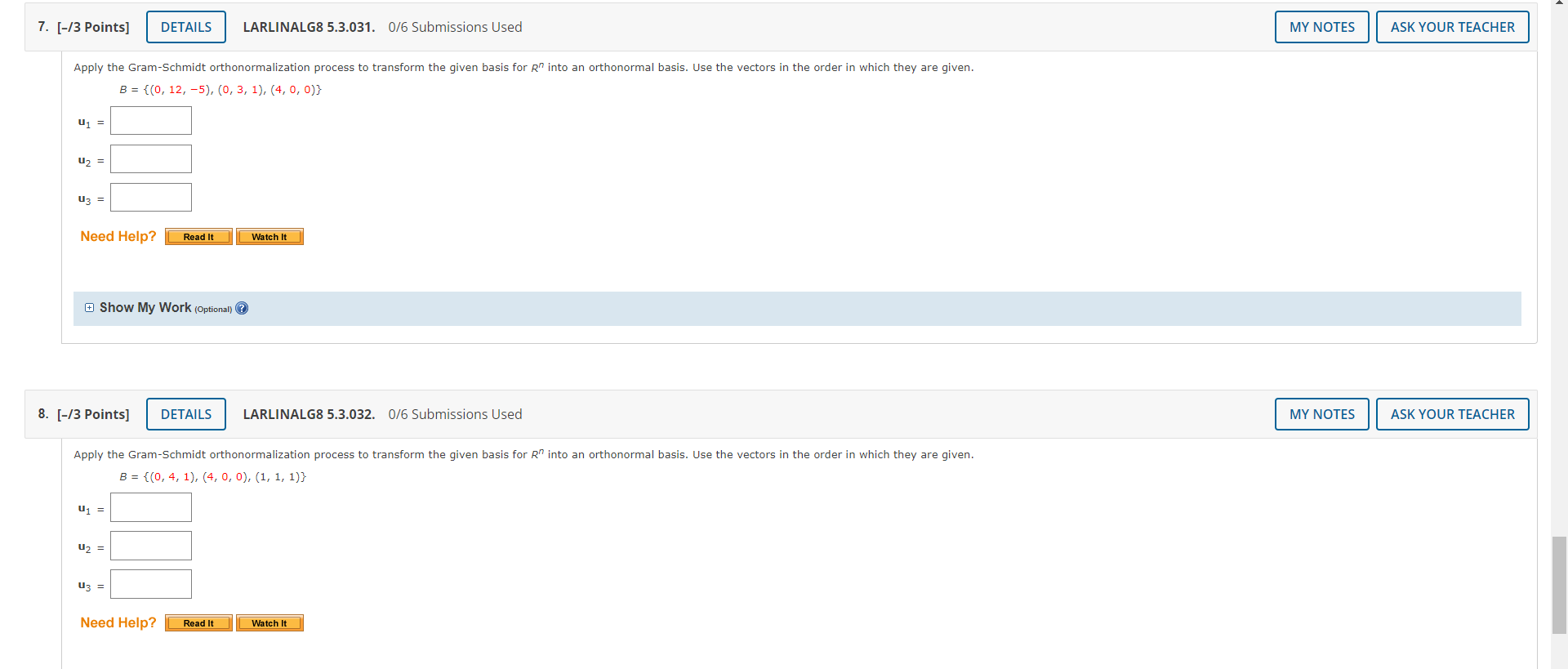 Solved Apply the Gram-Schmidt orthonormalization process to | Chegg.com