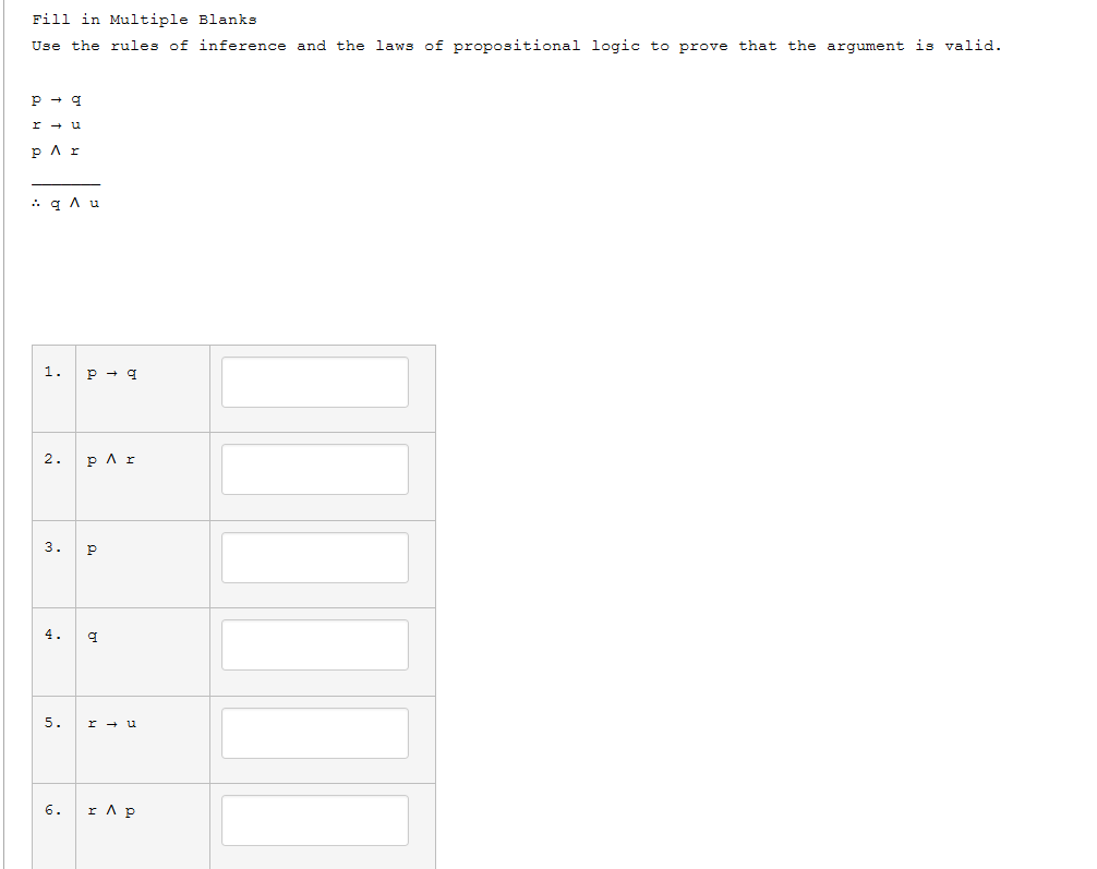 Solved Fill in Multiple Blanks Use the rules of inference | Chegg.com