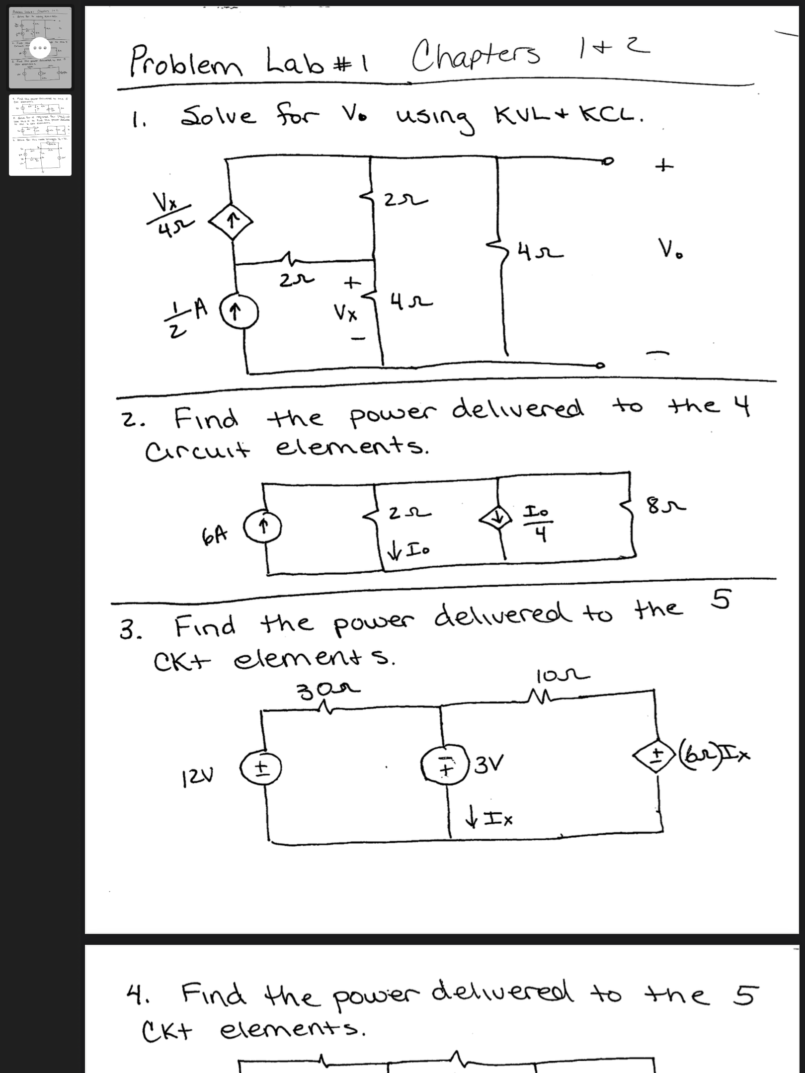 Solved Problem Lab\#1 Chapters 1+2 1. Solve for V0 using | Chegg.com