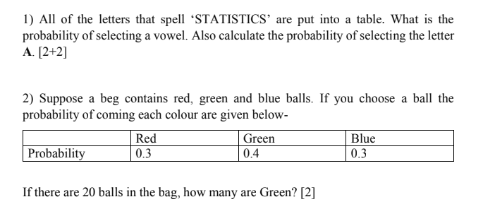 Solved 1) All of the letters that spell 'STATISTICS' are put | Chegg.com