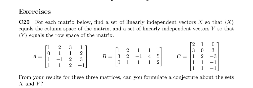 Solved Exercises C20 For each matrix below, find a set of | Chegg.com