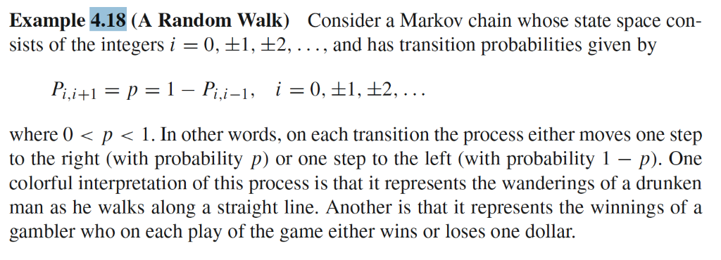 Solved Example 4.18 (A Random Walk) sists of the integers i | Chegg.com