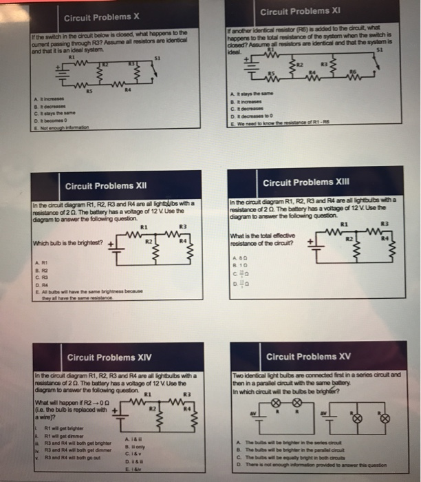 Solved Circuit Problems XI Circuit Problems X of the switch | Chegg.com