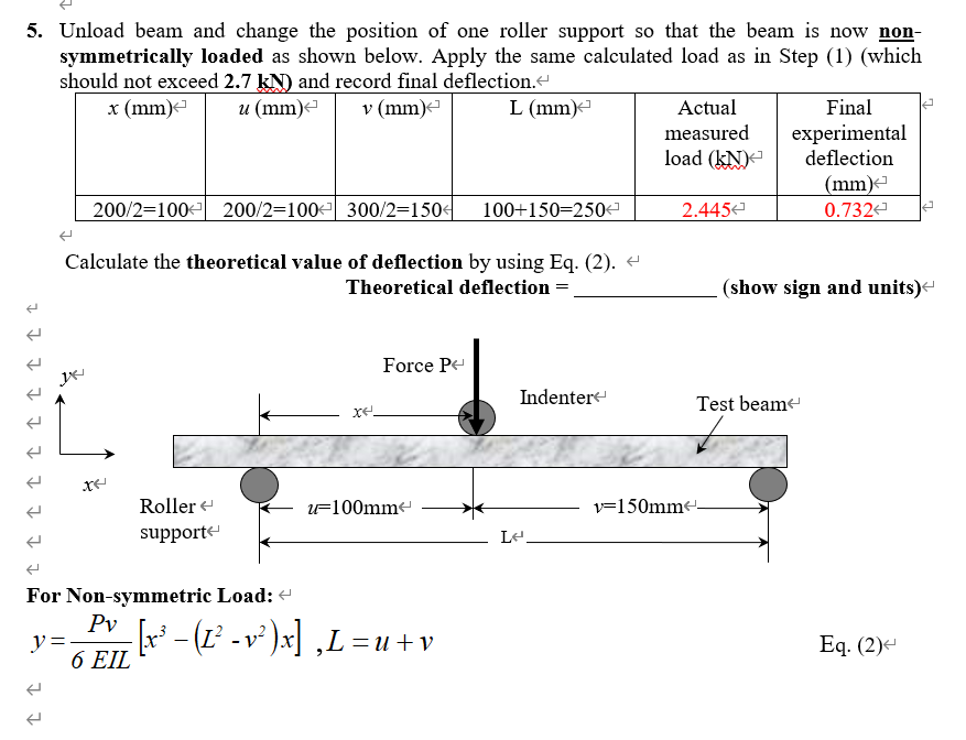 Solved PROCEDURE: 4 1. Measure the dimensions of test beam | Chegg.com