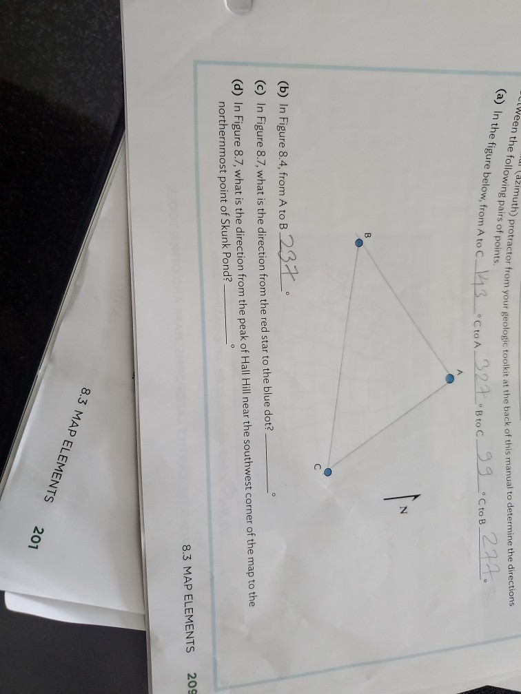 Solved azimuth) protractor from your geologic toolkit at the | Chegg.com