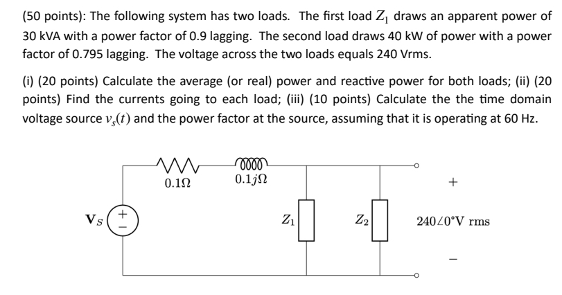 Solved ( 50 points): The following system has two loads. The | Chegg.com