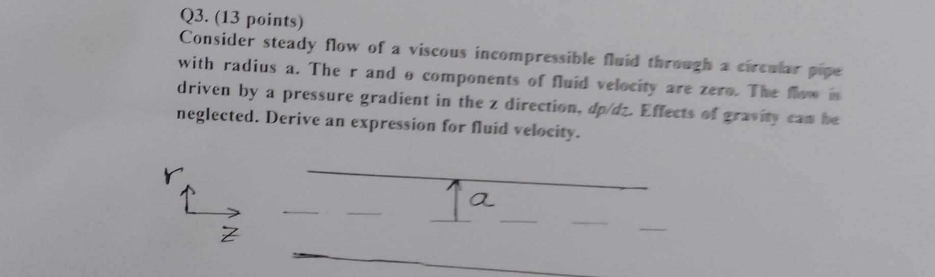 Solved Q3. (13 points) Consider steady flow of a viscous | Chegg.com
