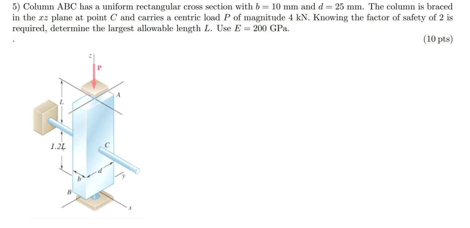 Solved 5) Column ABC has a uniform rectangular cross section | Chegg.com