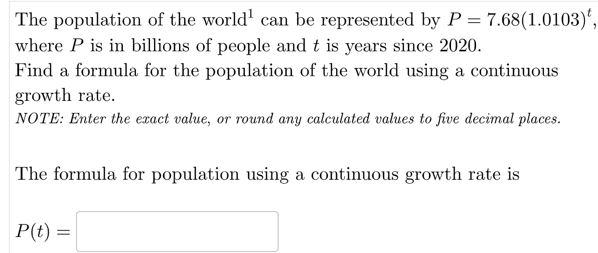 Solved The population of the world ?1 ﻿can be represented by | Chegg.com