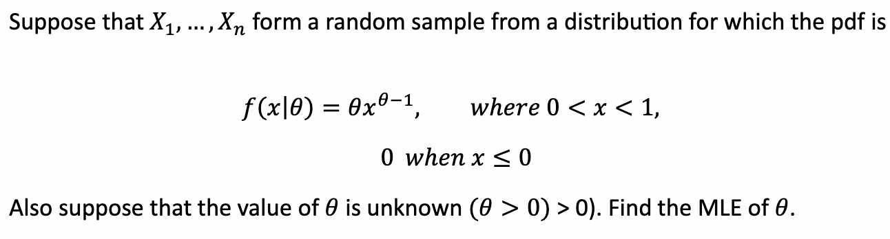 Solved Suppose that X1,…,Xn form a random sample from a | Chegg.com