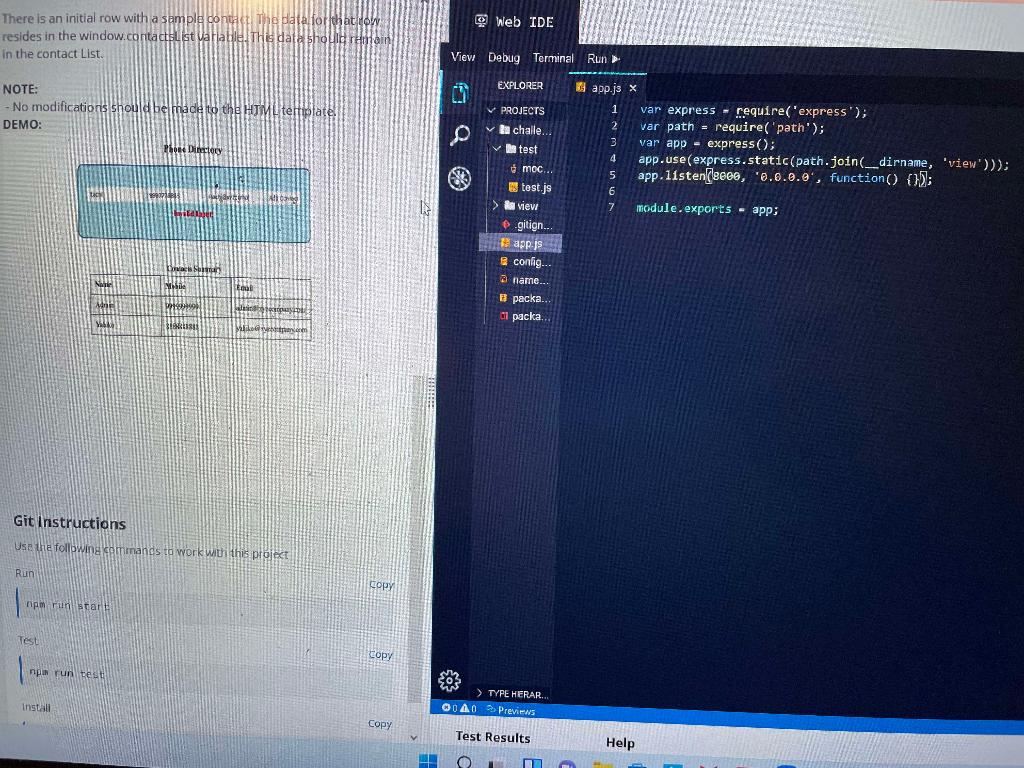 Web IDE 2. Phone Directory View Debug Terminal Run | Chegg.com