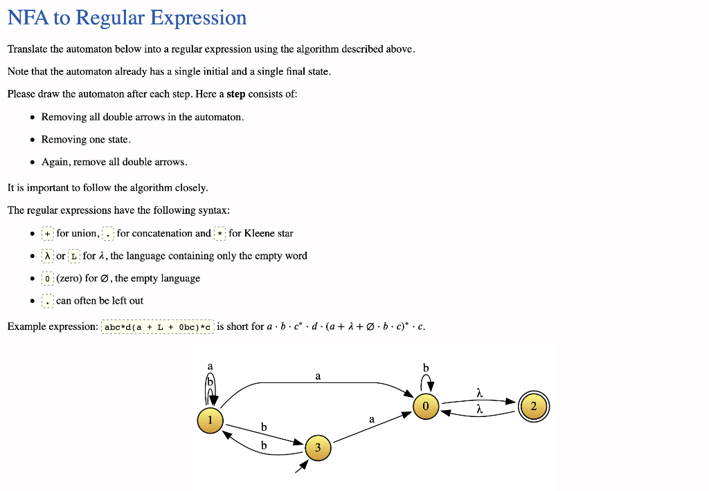 Solved NFA to Regular Expression Translate the automaton | Chegg.com