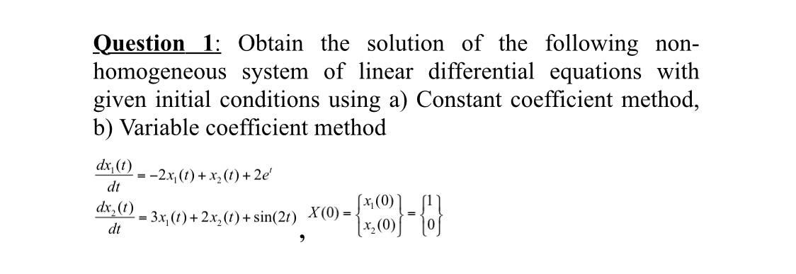Question 1: Obtain the solution of the following | Chegg.com