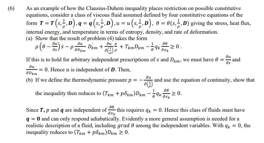 As an example of how the Clausius-Duhem inequality | Chegg.com