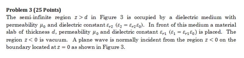 Solved Problem 3 (25 Points) The semi-infinite region z>d in | Chegg.com