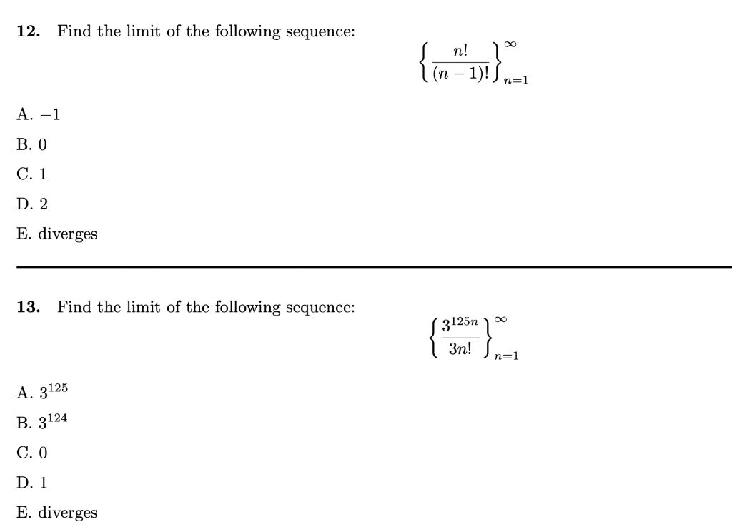 Solved 12. Find the limit of the following sequence: | Chegg.com