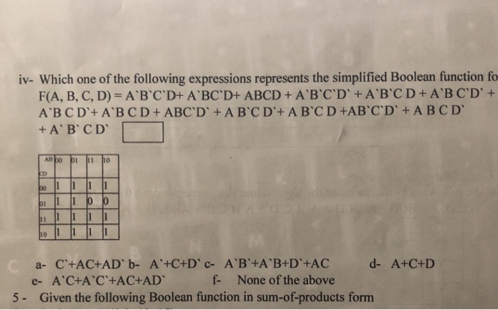 Solved 4 Using Four Variable K Maps I Use The Following 4379