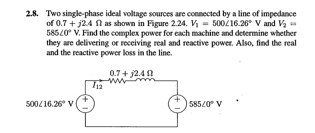 Solved 2.8. Two single-phase ideal voltage sources are | Chegg.com