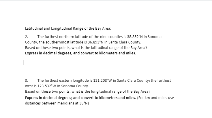 Solved Latitudinal and Longitudinal Range of the Bay | Chegg.com