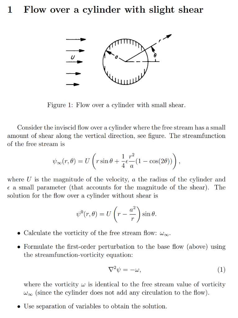 1 Flow over a cylinder with slight shear Figure 1: | Chegg.com