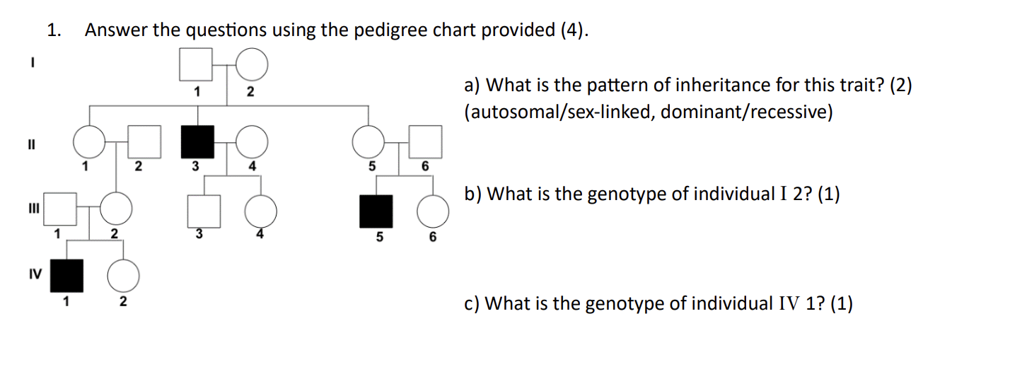 Solved Answer the questions using the pedigree chart | Chegg.com
