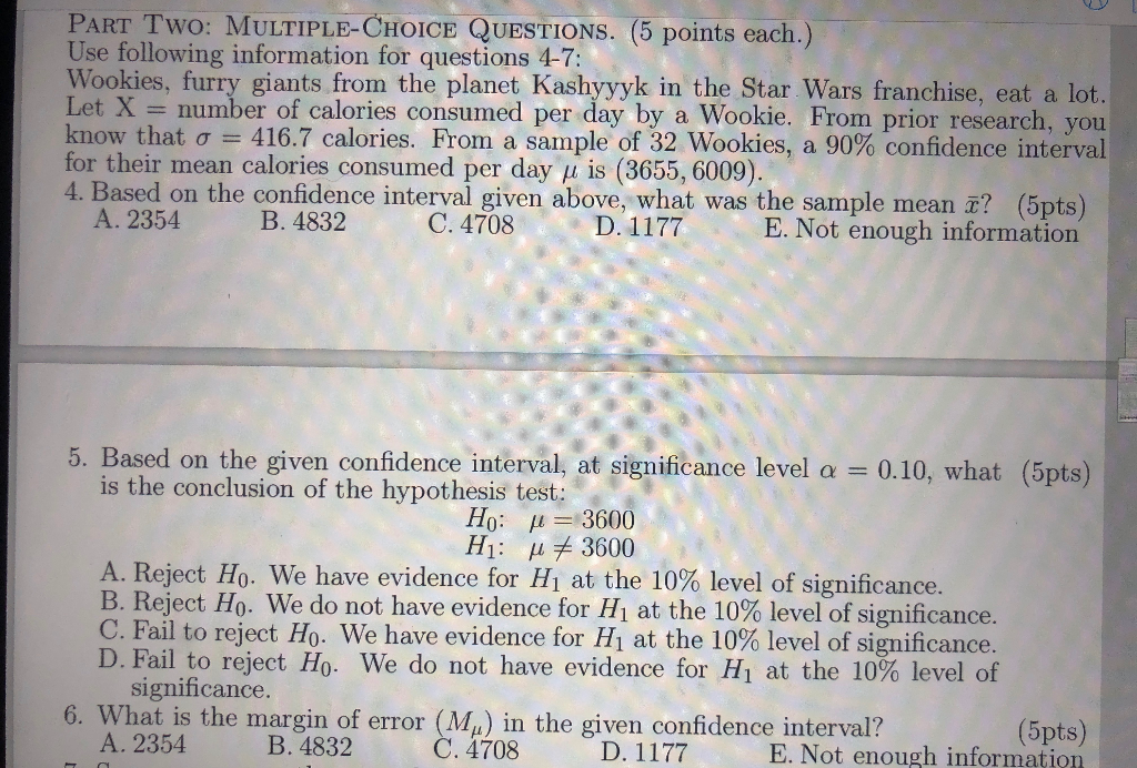 Solved PART Two: MULTIPLE-CHOICE QUESTIONS. (5 points each.) | Chegg.com