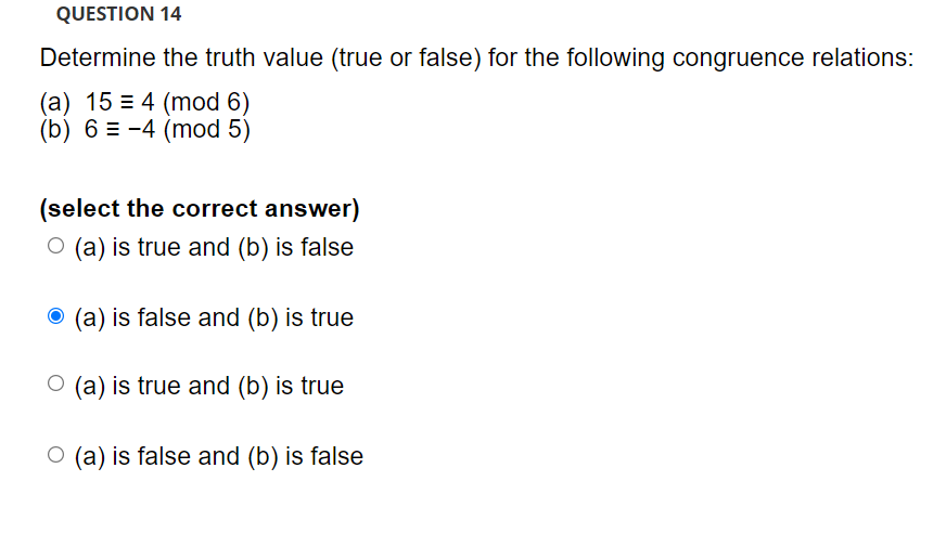Solved Question 14 Determine The Truth Value True Or False