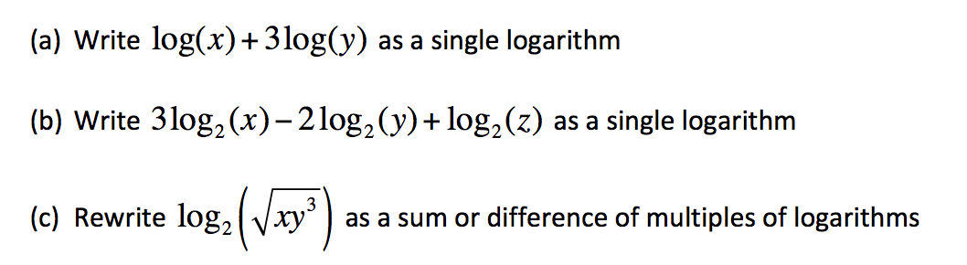 Solved (a) Write log(x)+3log(y) as a single logarithm (b) | Chegg.com