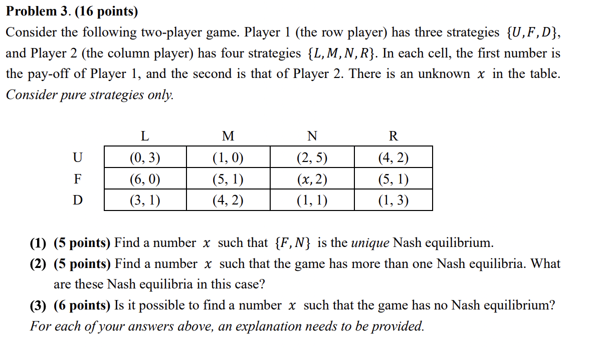 Solved Problem 3. (16 points) Consider the following | Chegg.com