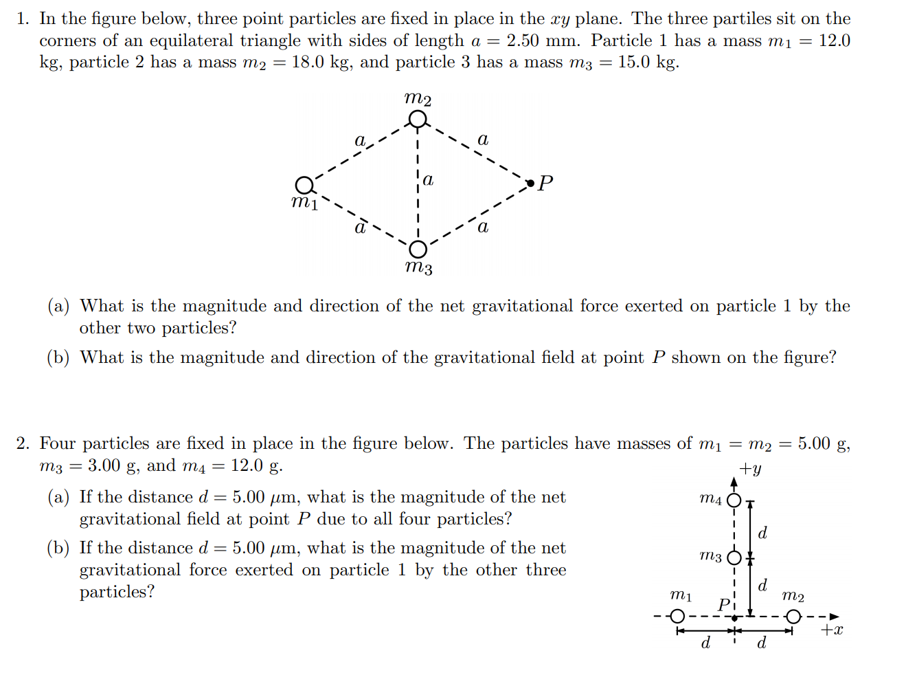 Solved 1. In the figure below, three point particles are | Chegg.com