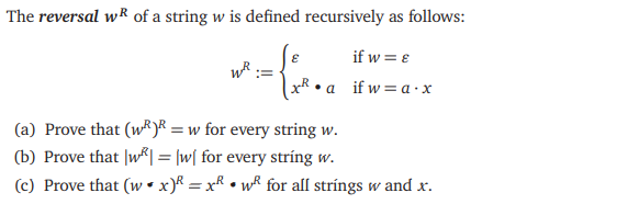 Solved WR := The reversal w of a string w is defined | Chegg.com