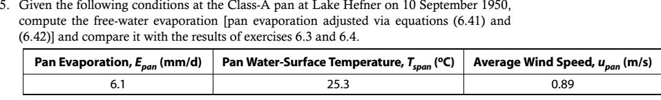 Solved 5. Given the following conditions at the Class-A pan | Chegg.com