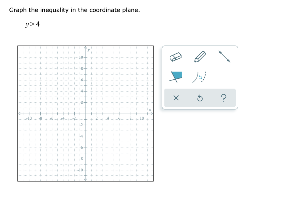 Solved Graph the inequality in the coordinate plane. y>4 10- | Chegg.com