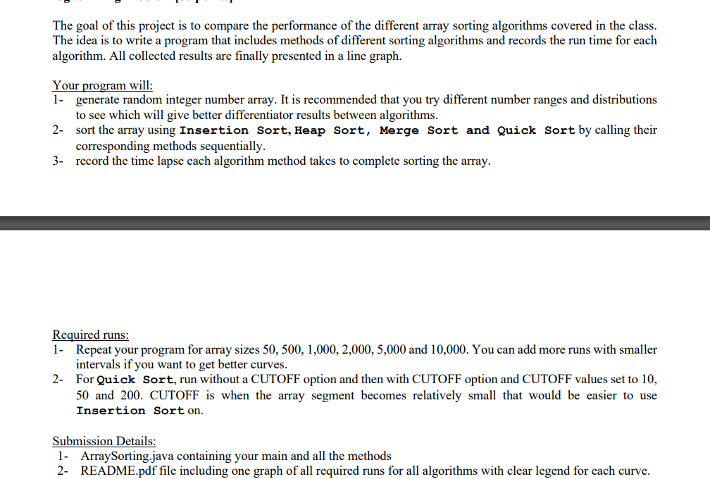 Solved The goal of this project is to compare the | Chegg.com