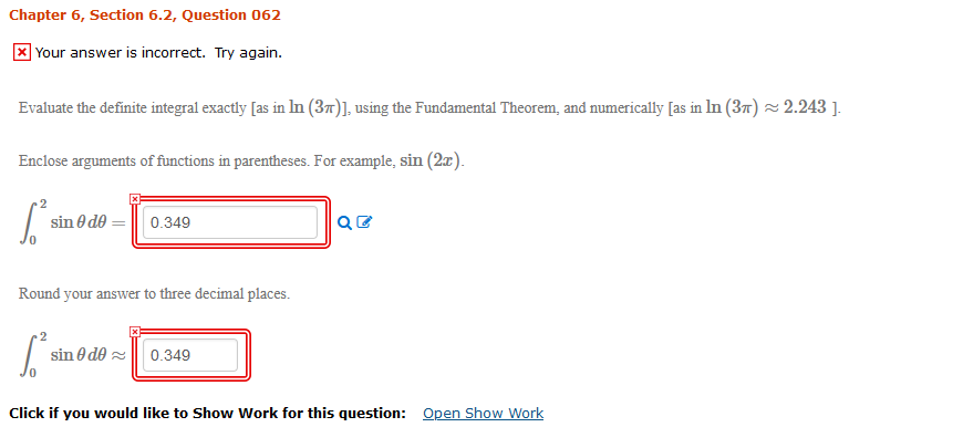 Solved Chapter 6, Section 6.2, Question 062 * Your answer is | Chegg.com