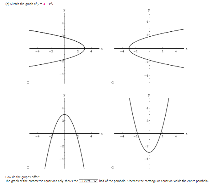 Solved Consider the parametric equations x = Vt and y = 3 - | Chegg.com