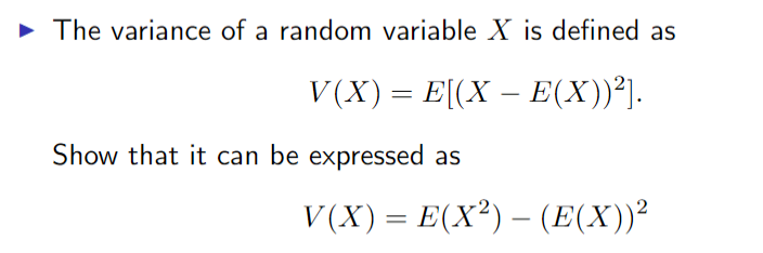 Solved The variance of a random variable X is defined as | Chegg.com