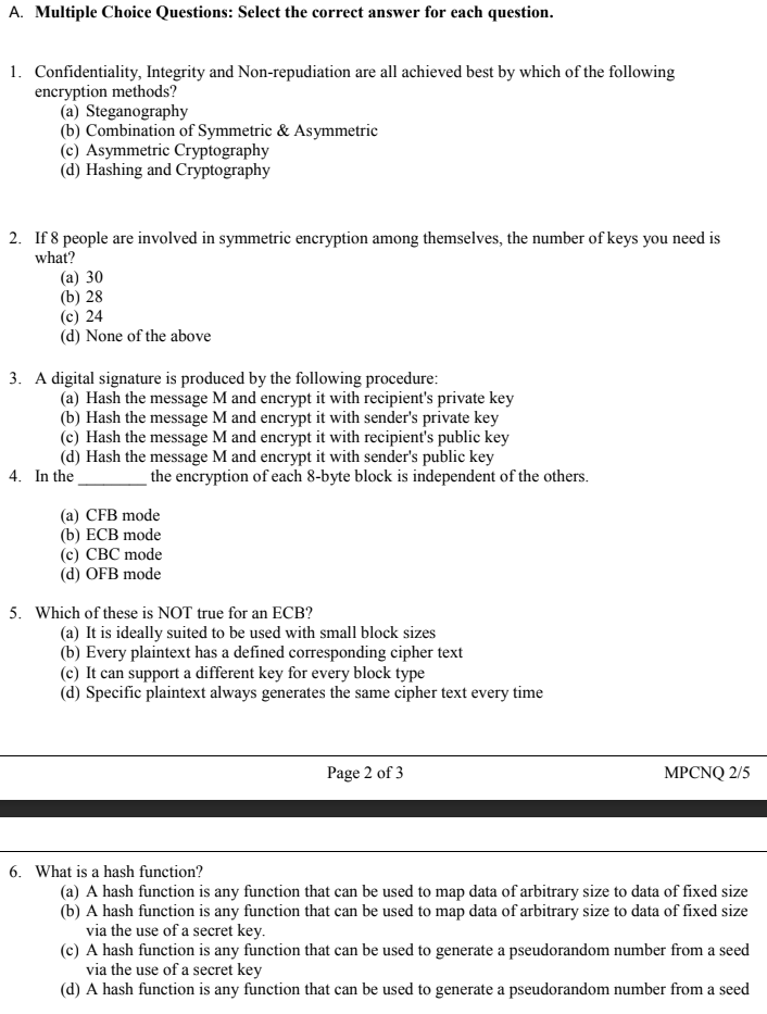 Solved A. Multiple Choice Questions: Select the correct | Chegg.com