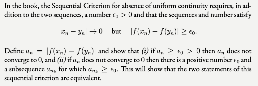 Solved In the book, the Sequential Criterion for absence of | Chegg.com