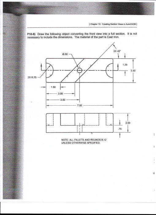 Solved Draw the following object converting the front view | Chegg.com