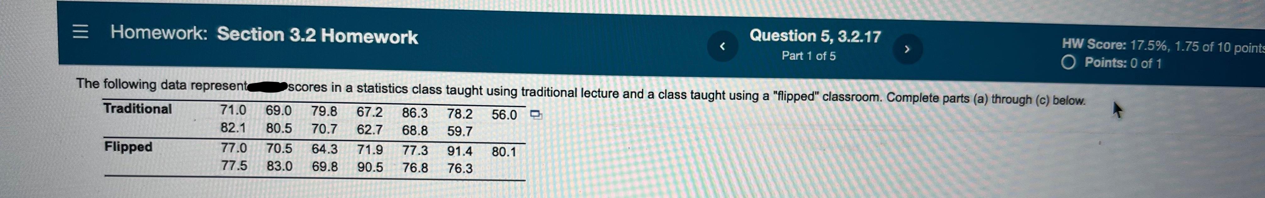 Solved (a) Which course has more dispersion in scores using | Chegg.com