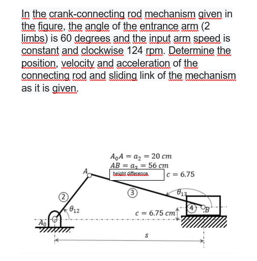 Solved In the crank-connecting rod mechanism given in the | Chegg.com